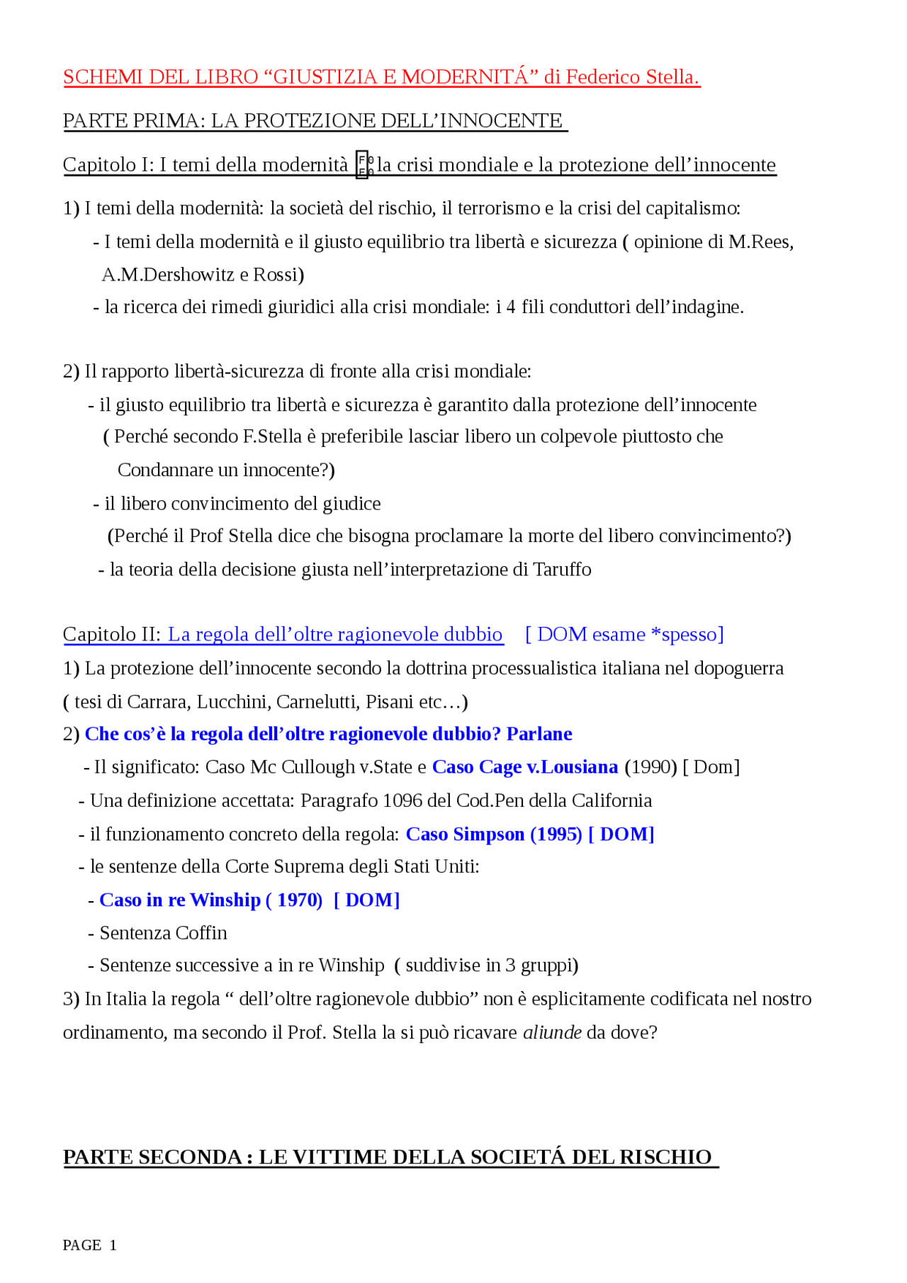 Indice Giustizia E Modernità Docsity