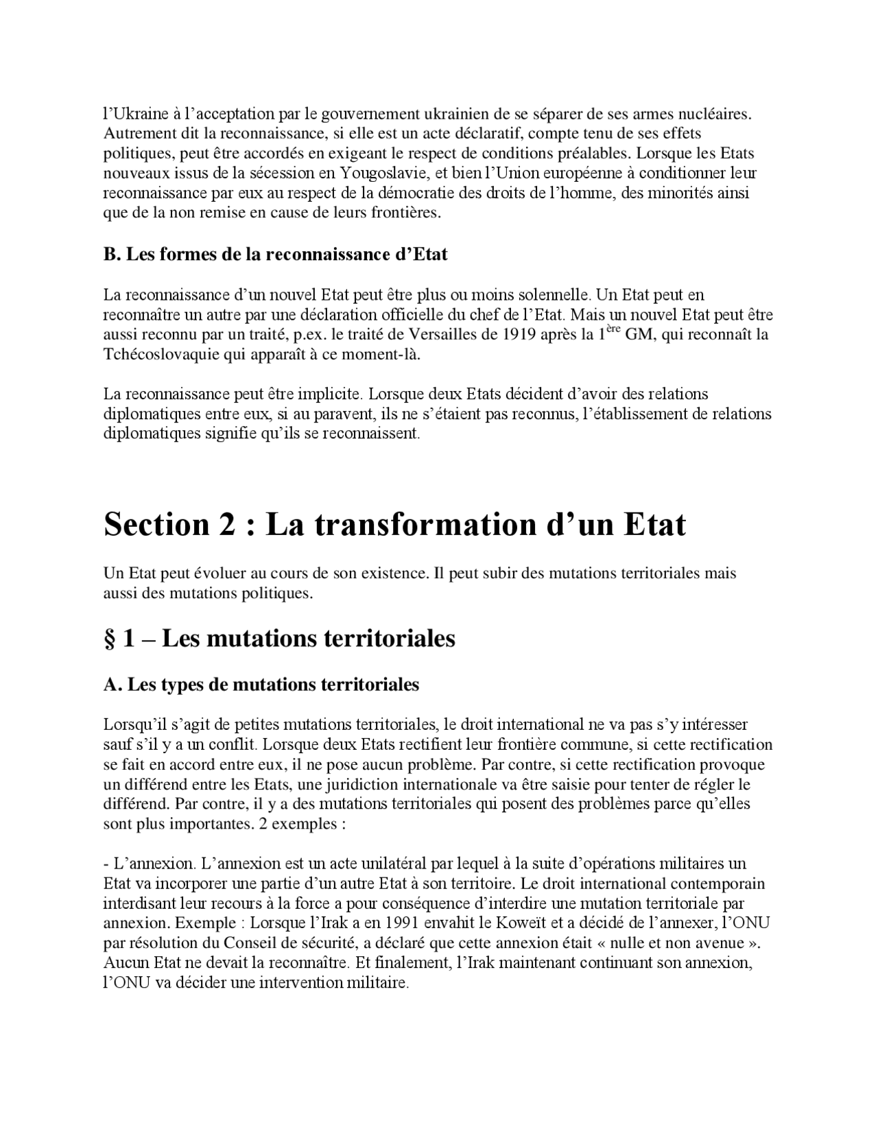 Notes Sur Les Institutions Internationales 2° Partie Docsity