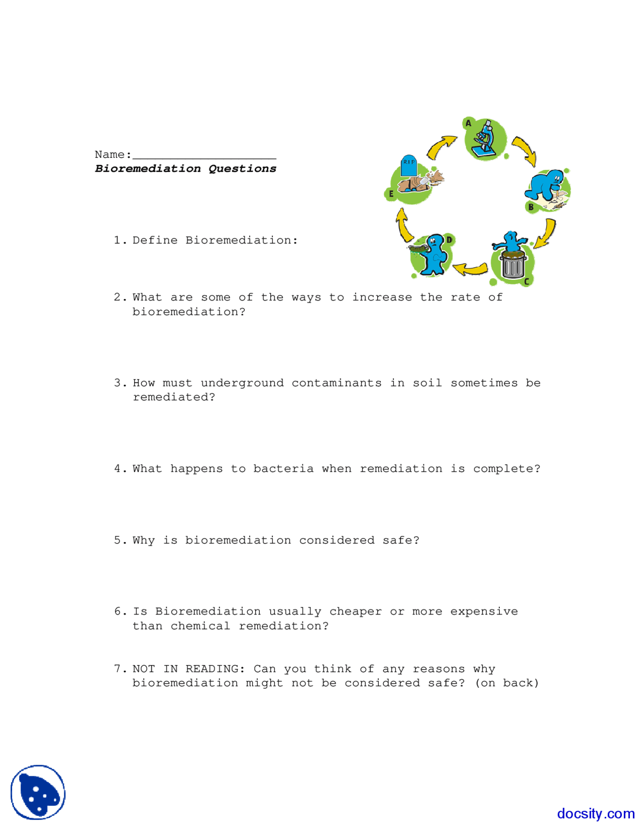 Bioremediation - Environmental Science - Quiz - Docsity