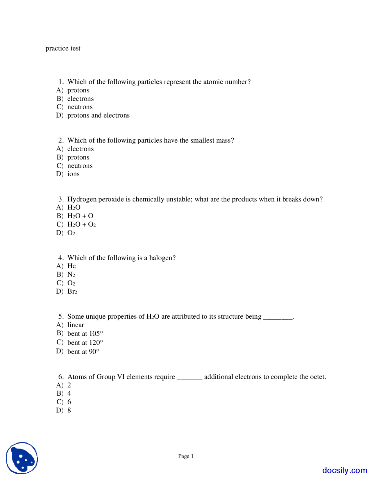 Atomic Number Environmental Science Quiz Exercises Environmental
