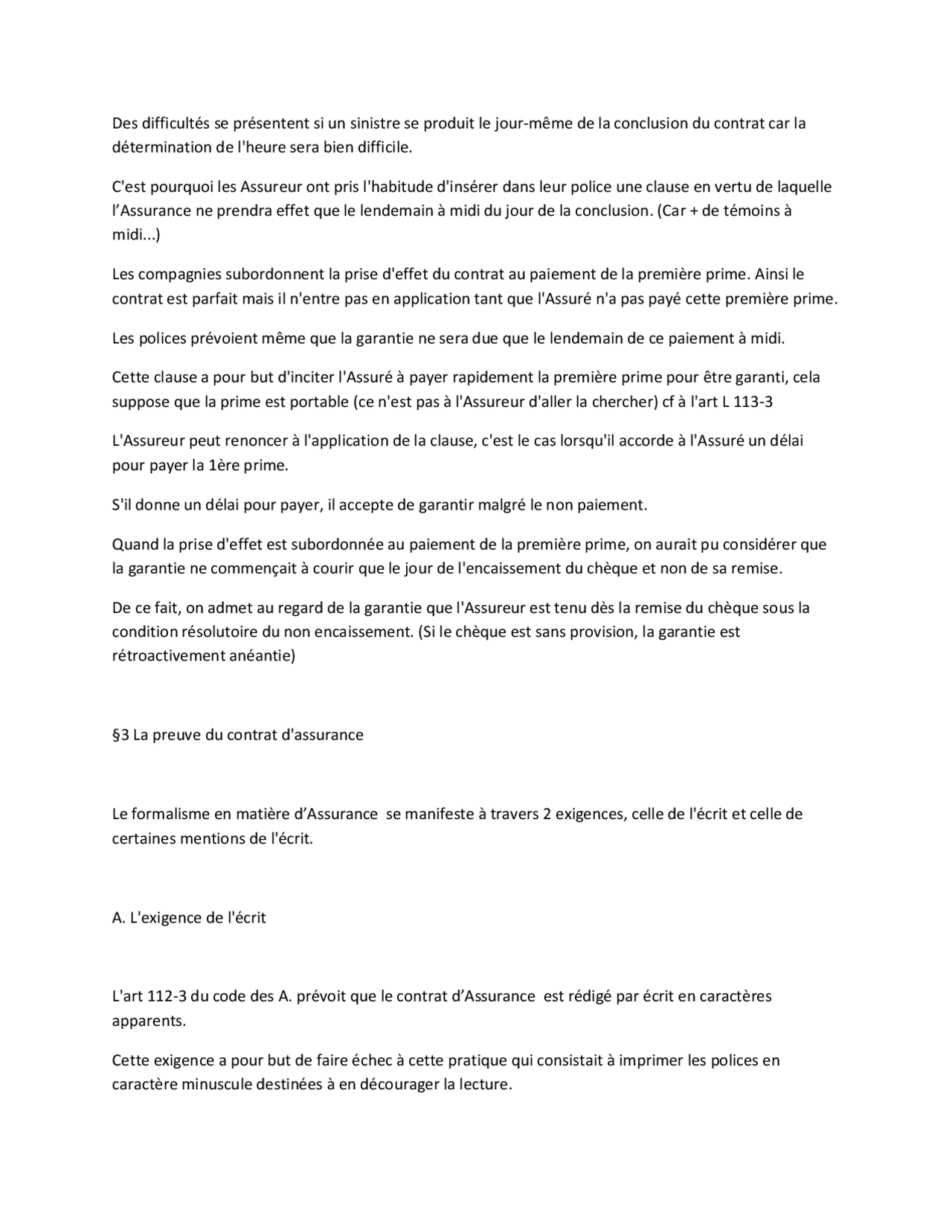 Notes Complètes Sur Le Droit Des Assurances 3° Partie Docsity