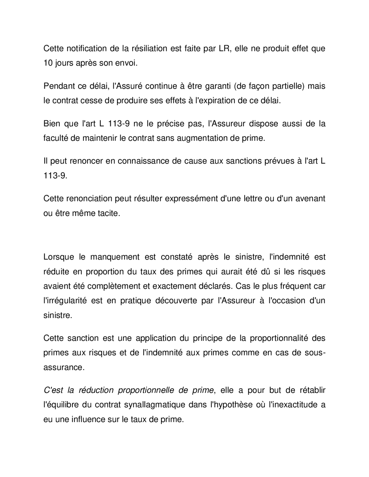 Notes Sur Le Contenu Du Contrat Dassurance 3° Partie Docsity