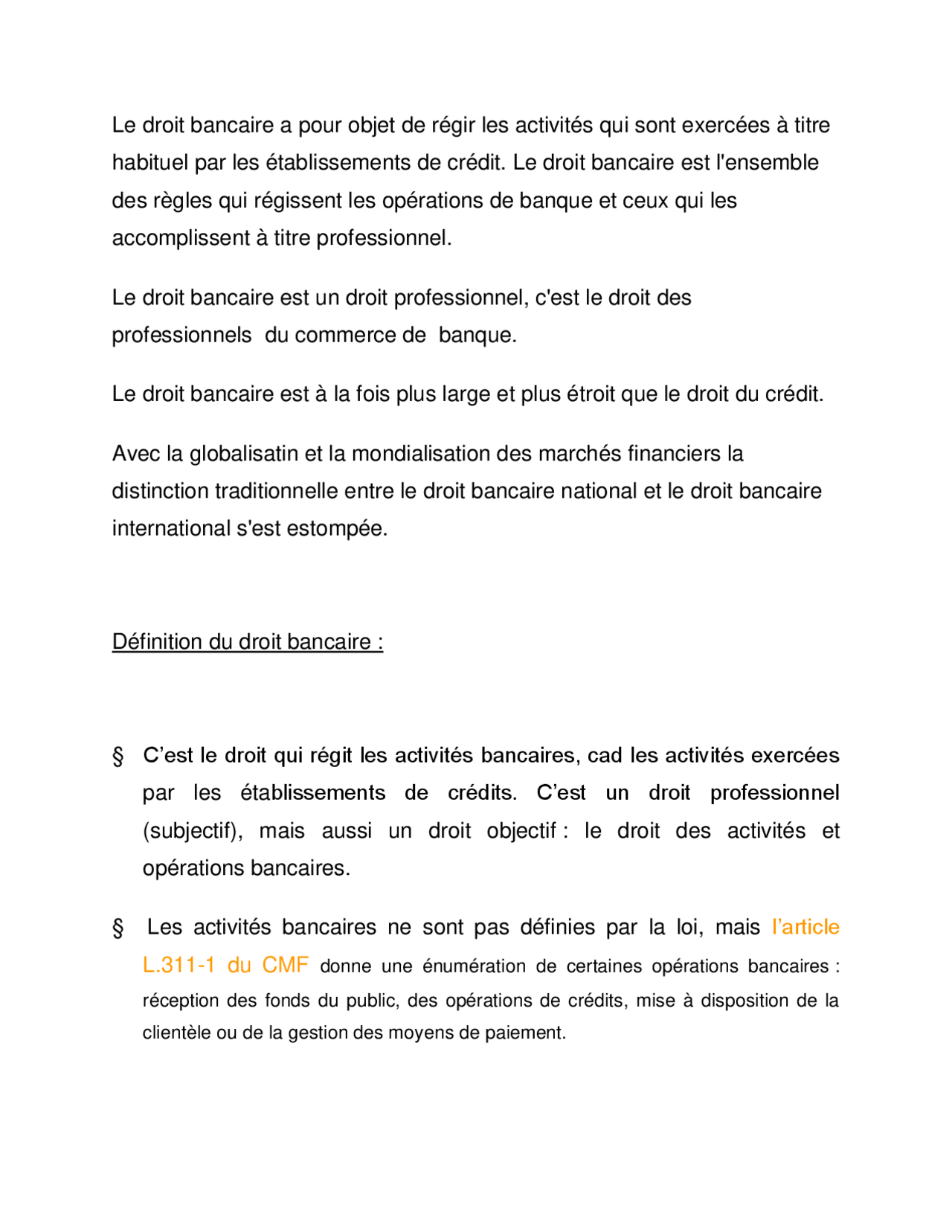 Notes De Droit Bancaire 1° Partie Docsity
