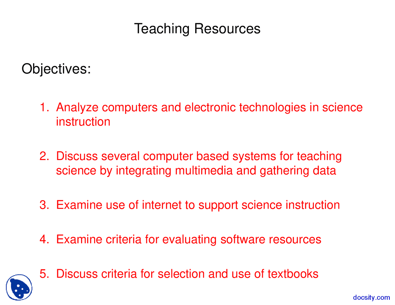 Teaching Resources Secondary Science Methods Lecture Slides Docsity