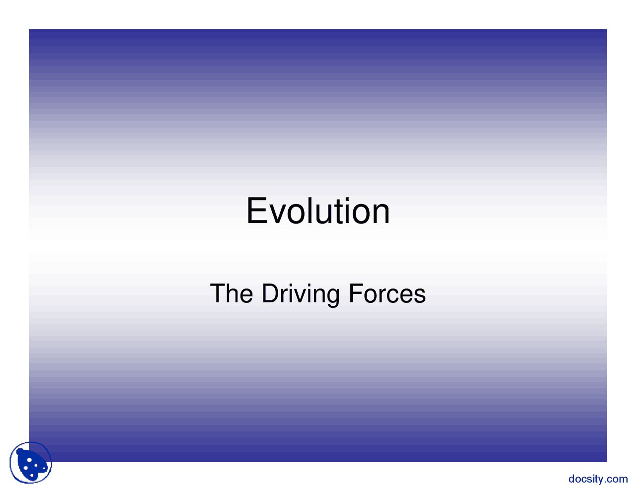 Evolution Biology Lecture Slides Docsity