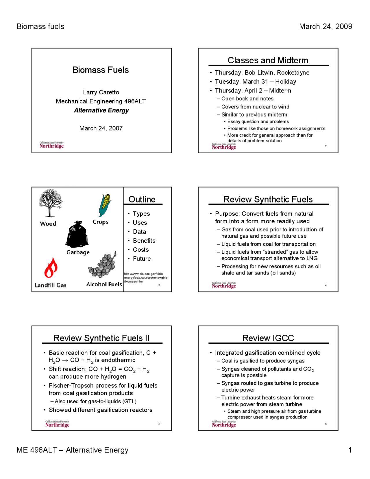 Biomass Fuels Alternative Energy Engineering Lecture Slides Docsity