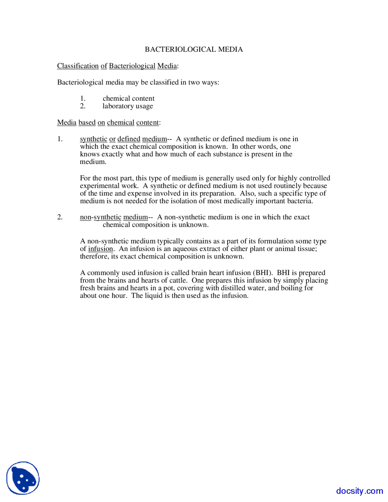 Bacteriological Media Microbiology Lab Manual Docsity