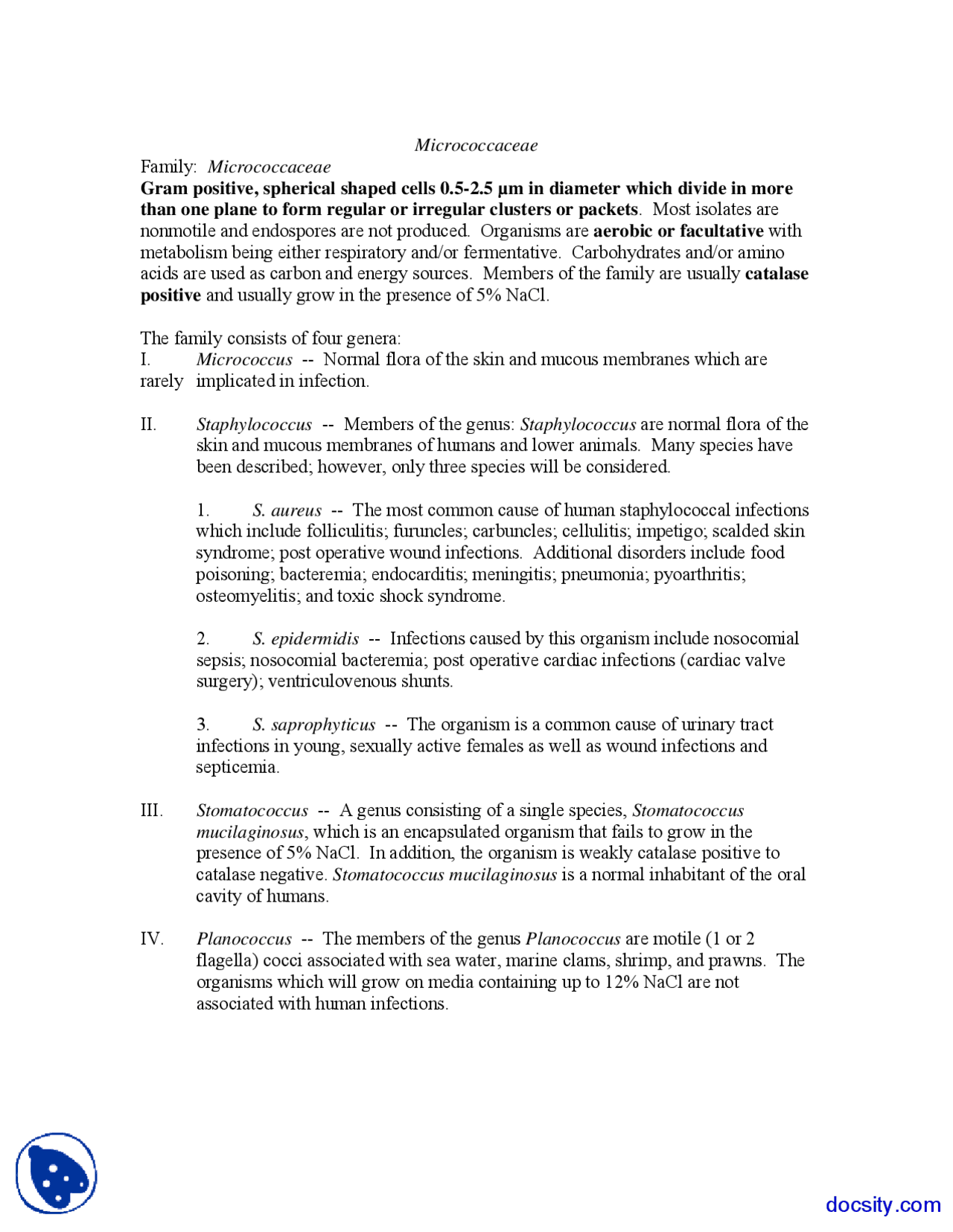 Micrococcaceae Microbiology Lab Manual Docsity