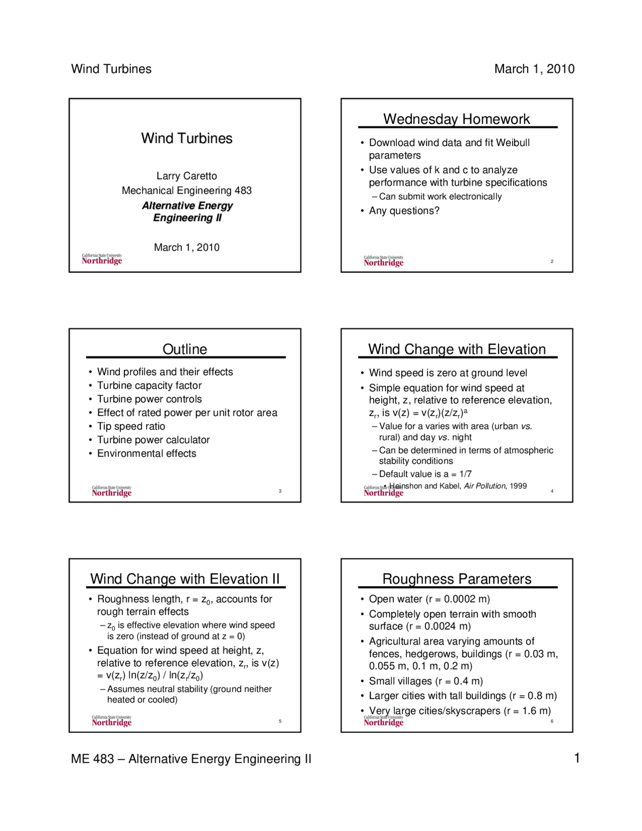 Wind Turbines Alternative Energy Engineering Lecture Slides Docsity