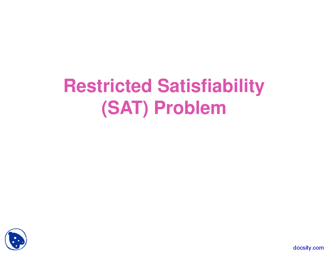 Sat Advanced Theory Of Computation Lecture Slides Docsity