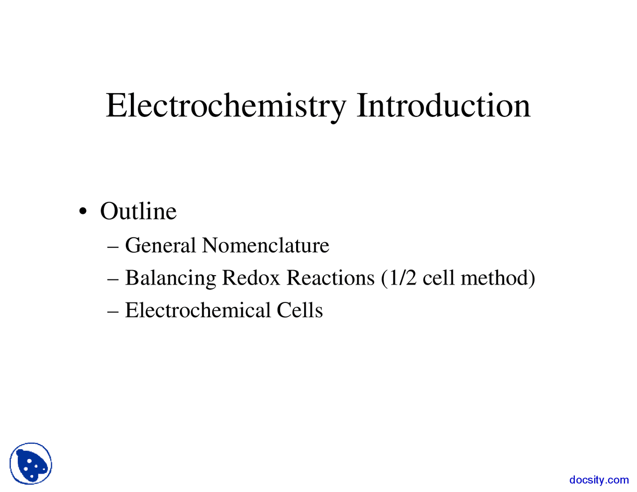 Electrochemistry Chemical Principles Lecture Slides Docsity