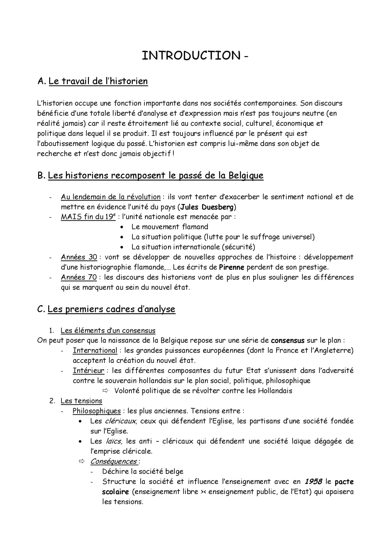 Notes Sur Les Principes Généraux De Lhistoire De La Belgique Docsity