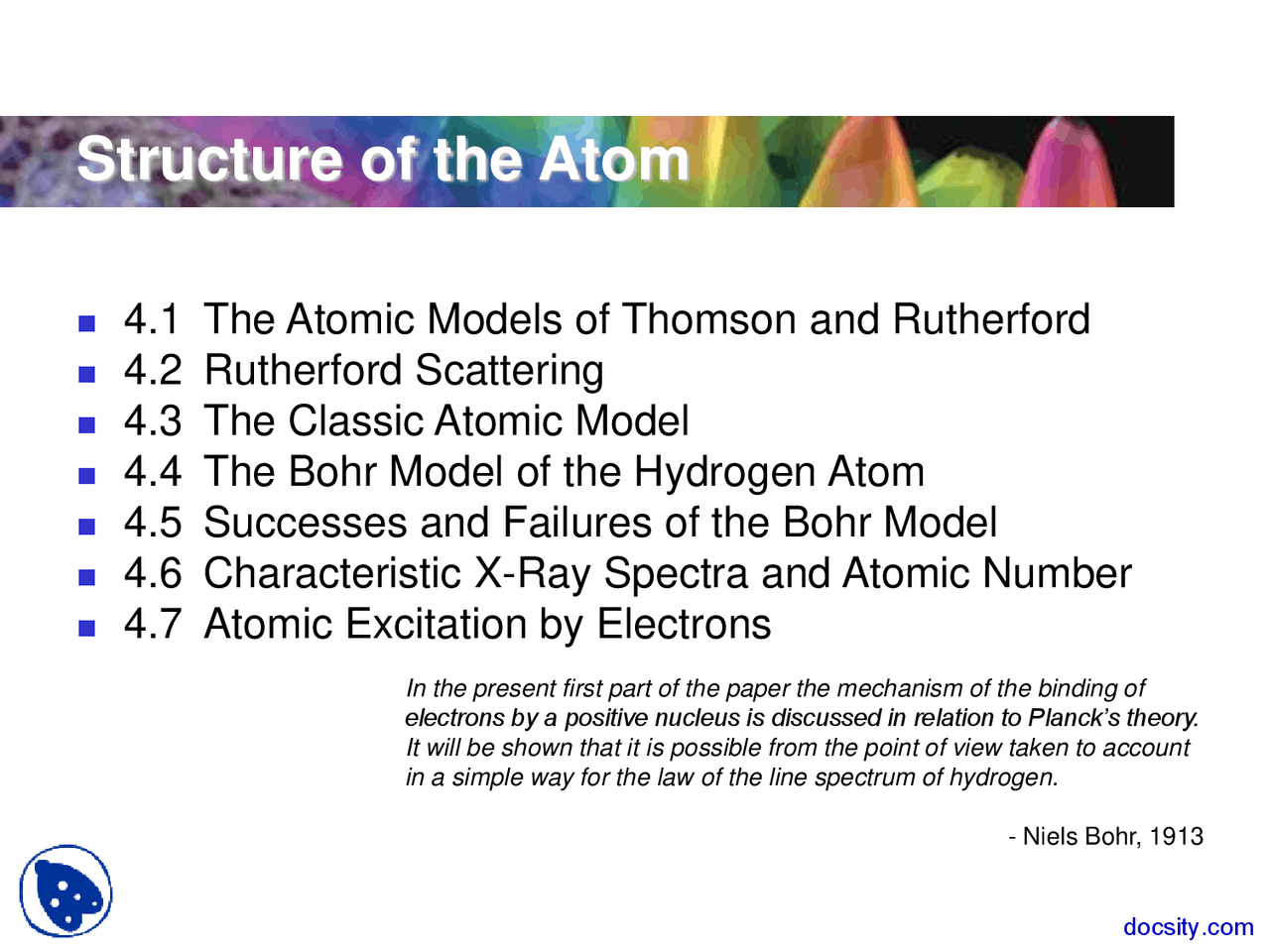 Structure of the Atom - Introduction to Modern Physics - Lecture Slides ...