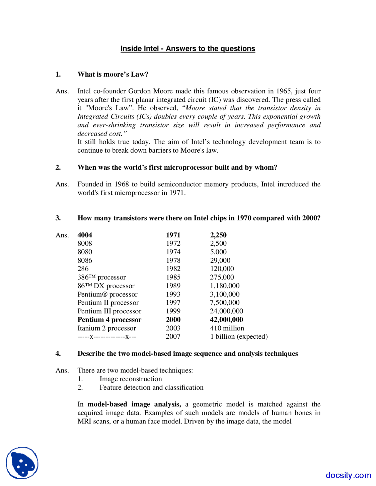 Inside Intel - Introduction to Nano Technology - Solved Quiz | Exercises Nanotechnology | Docsity