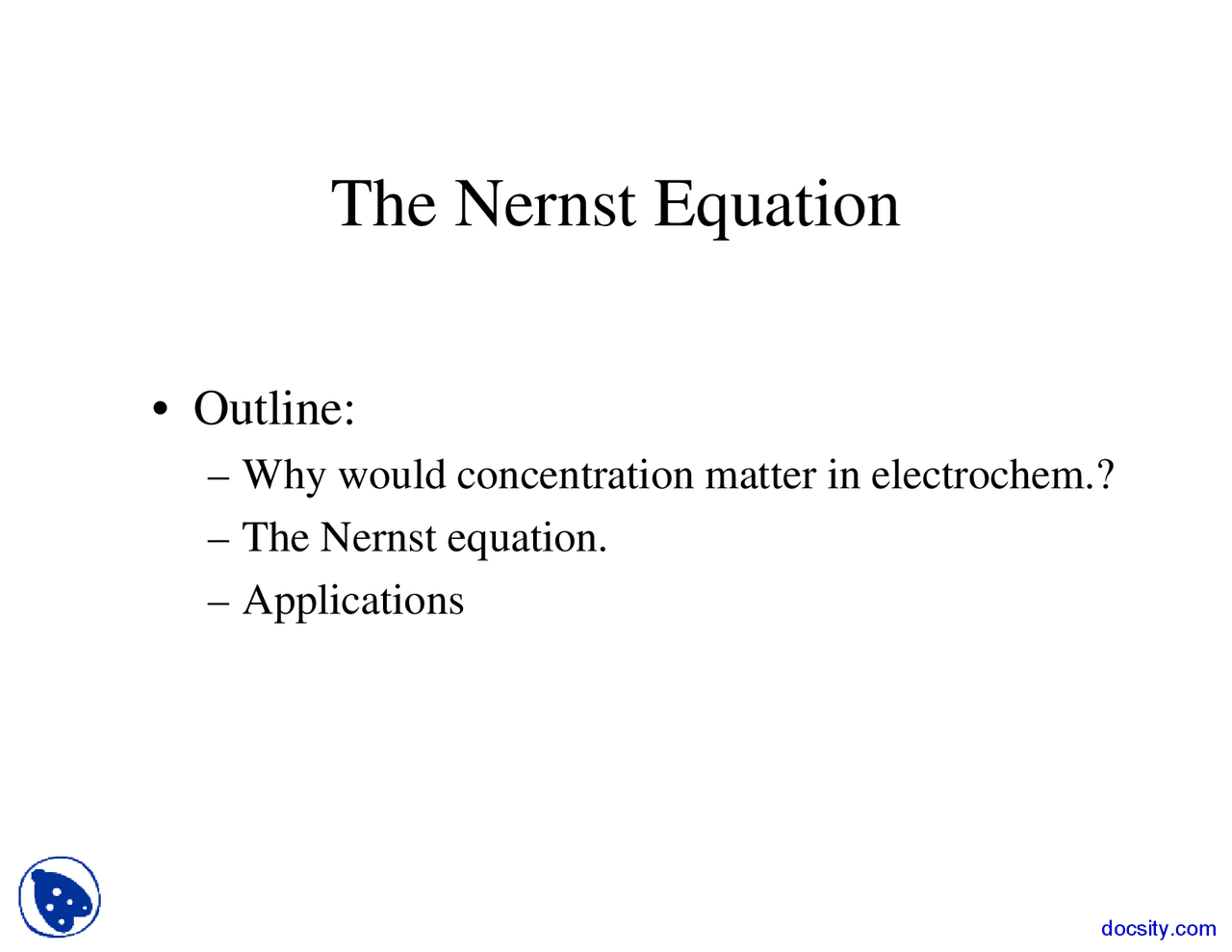 Nernst Equation - Chemical Principles - Lecture Slides | Slides ...