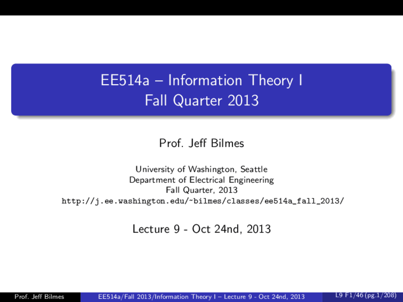 Hidden Markov Models Information Theory Lecture Slides Docsity