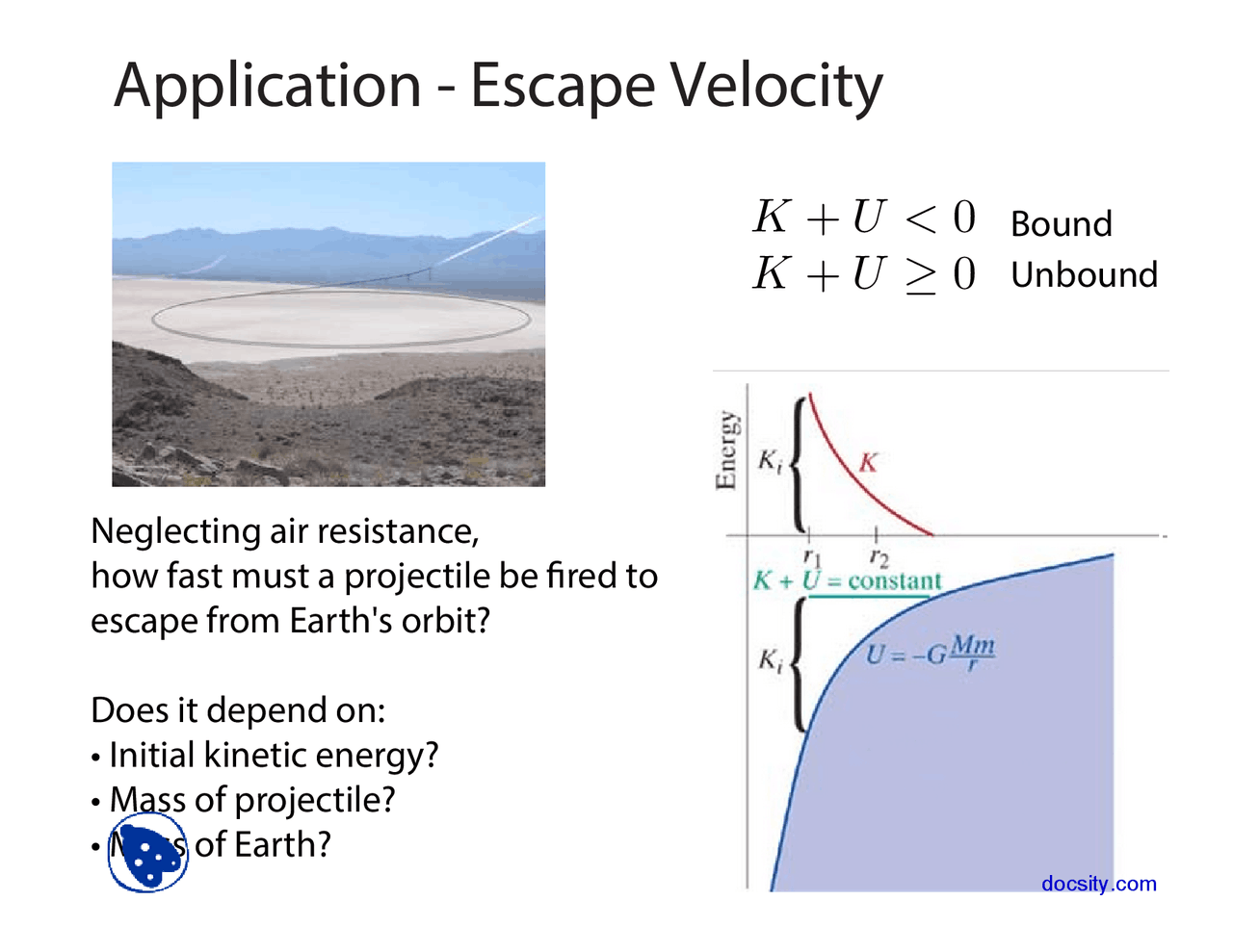 Escape Velocity Engineering Physics Lecture Slides Docsity