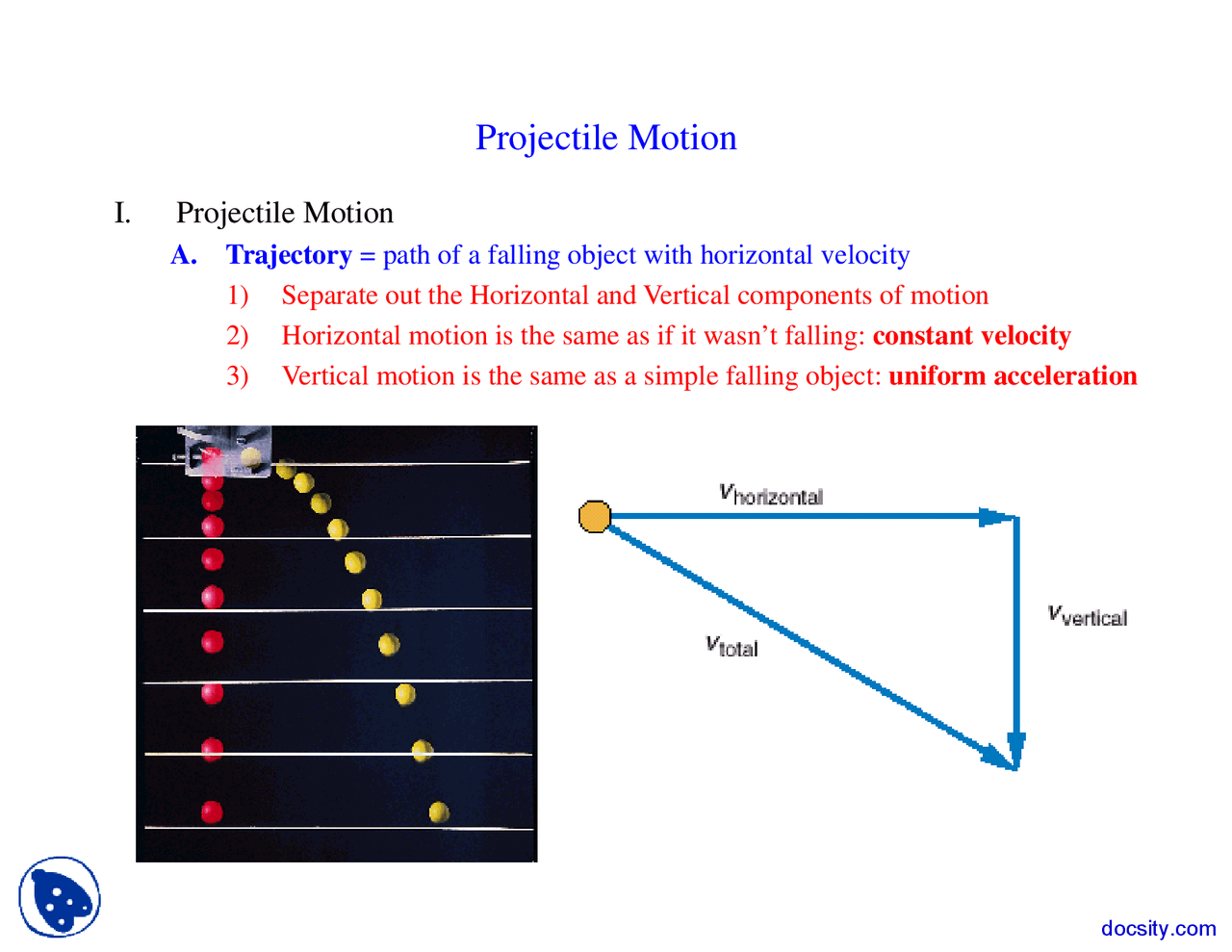 Projectile Motion Principle Of Physics Lecture Slides Docsity