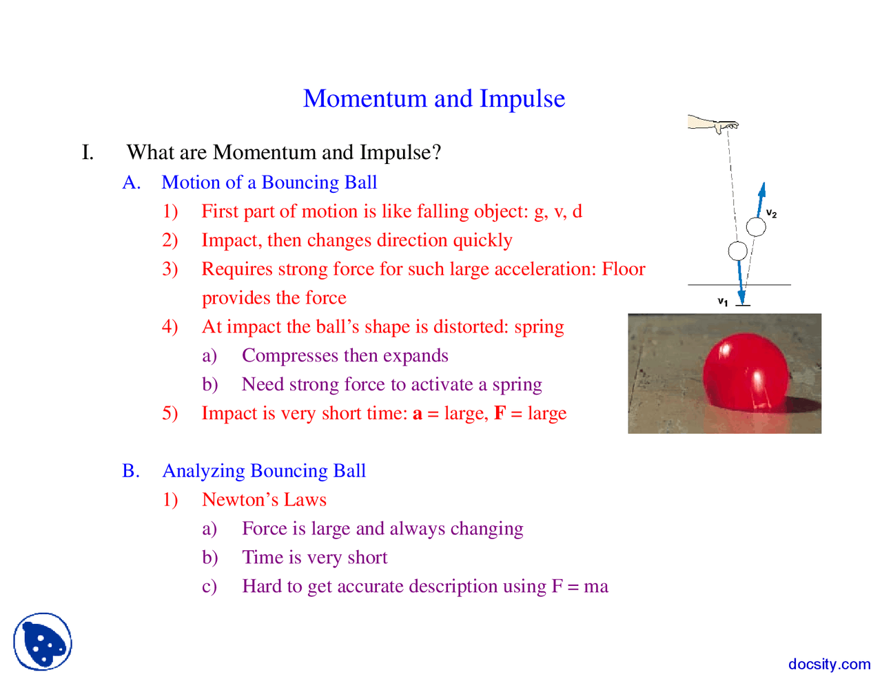 Momentum And Impulse Principle Of Physics Lecture Slides Docsity