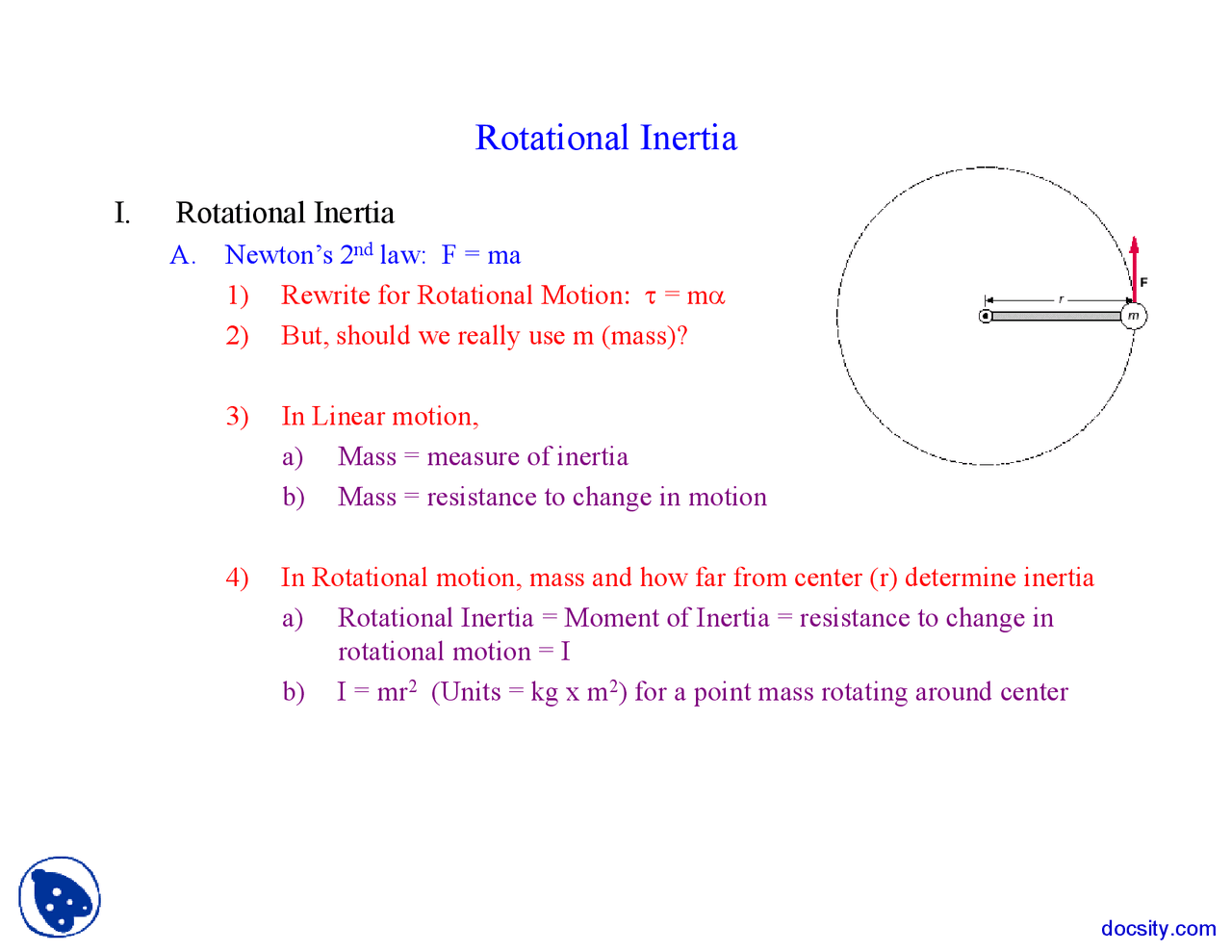 Rotational Inertia Principle Of Physics Lecture Slides Slides