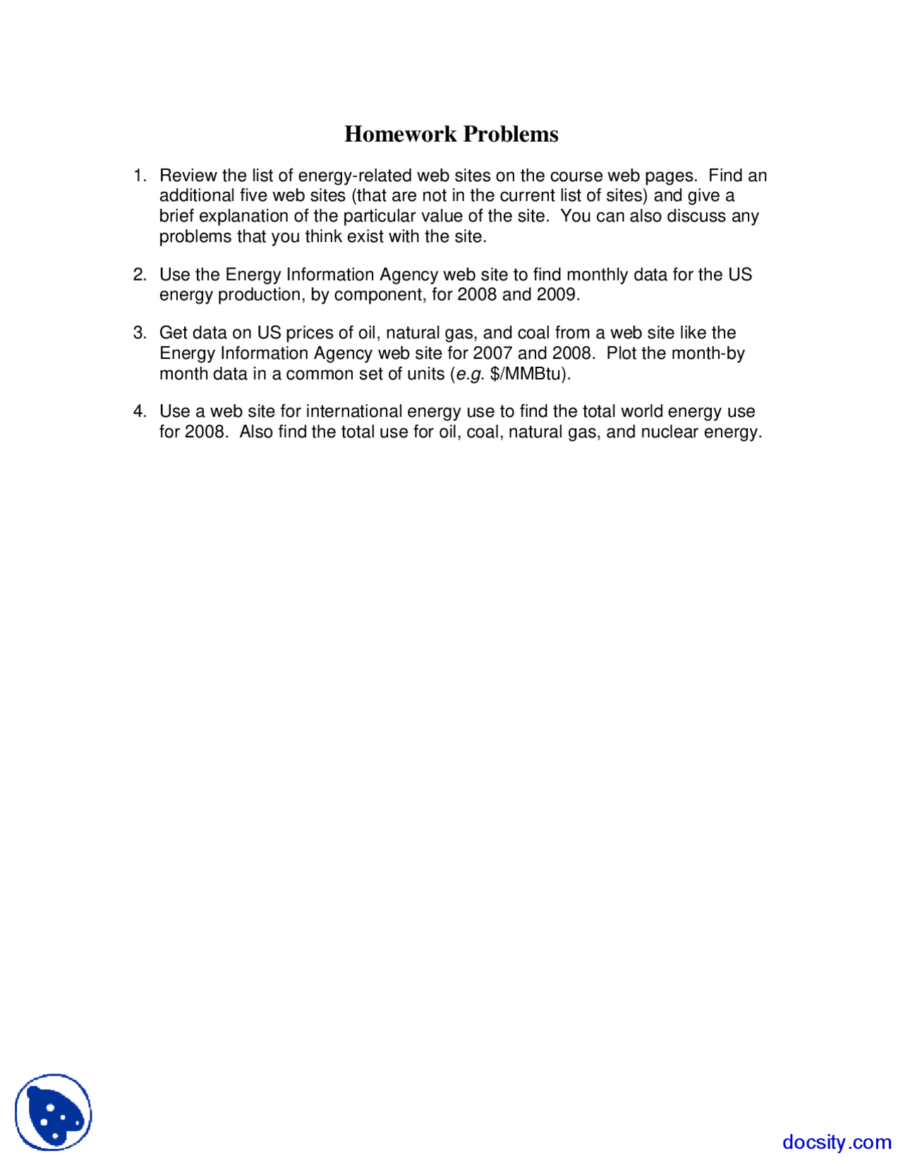 Energy Related Websites Alternative Energy Engineering Homework