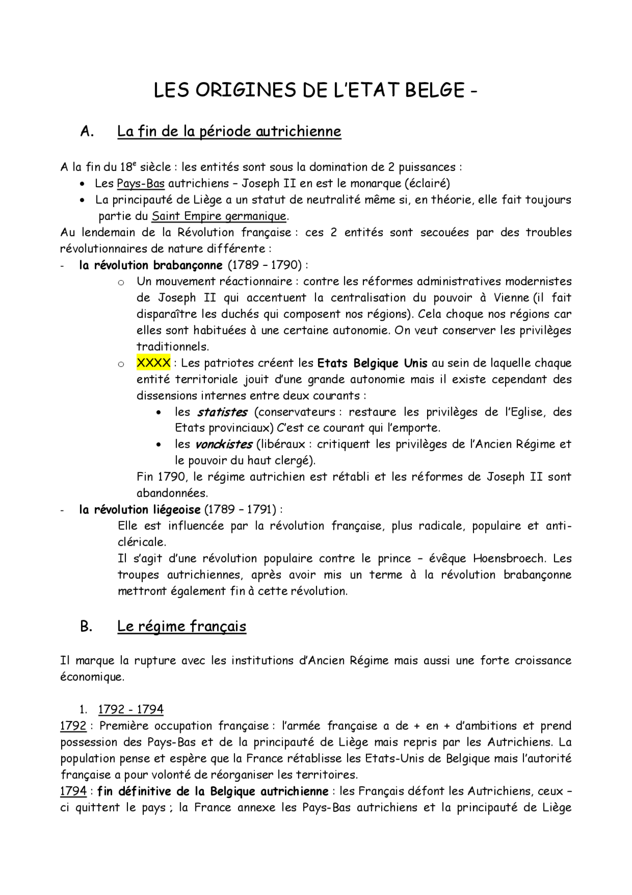 Notes Sur Les Origines De Letat Belge Docsity