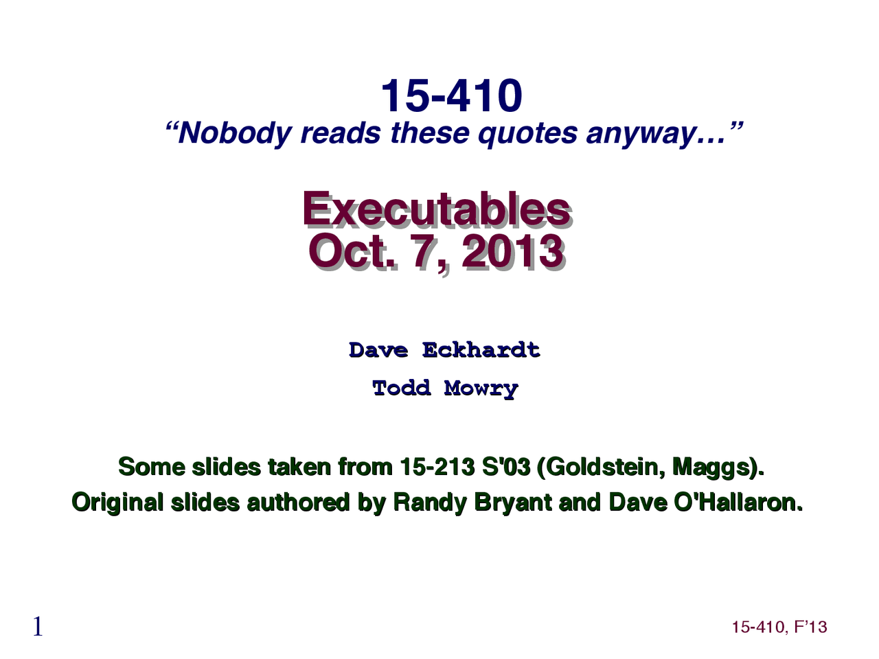 Executables - Operating System Design and Implementation - Lecture ...