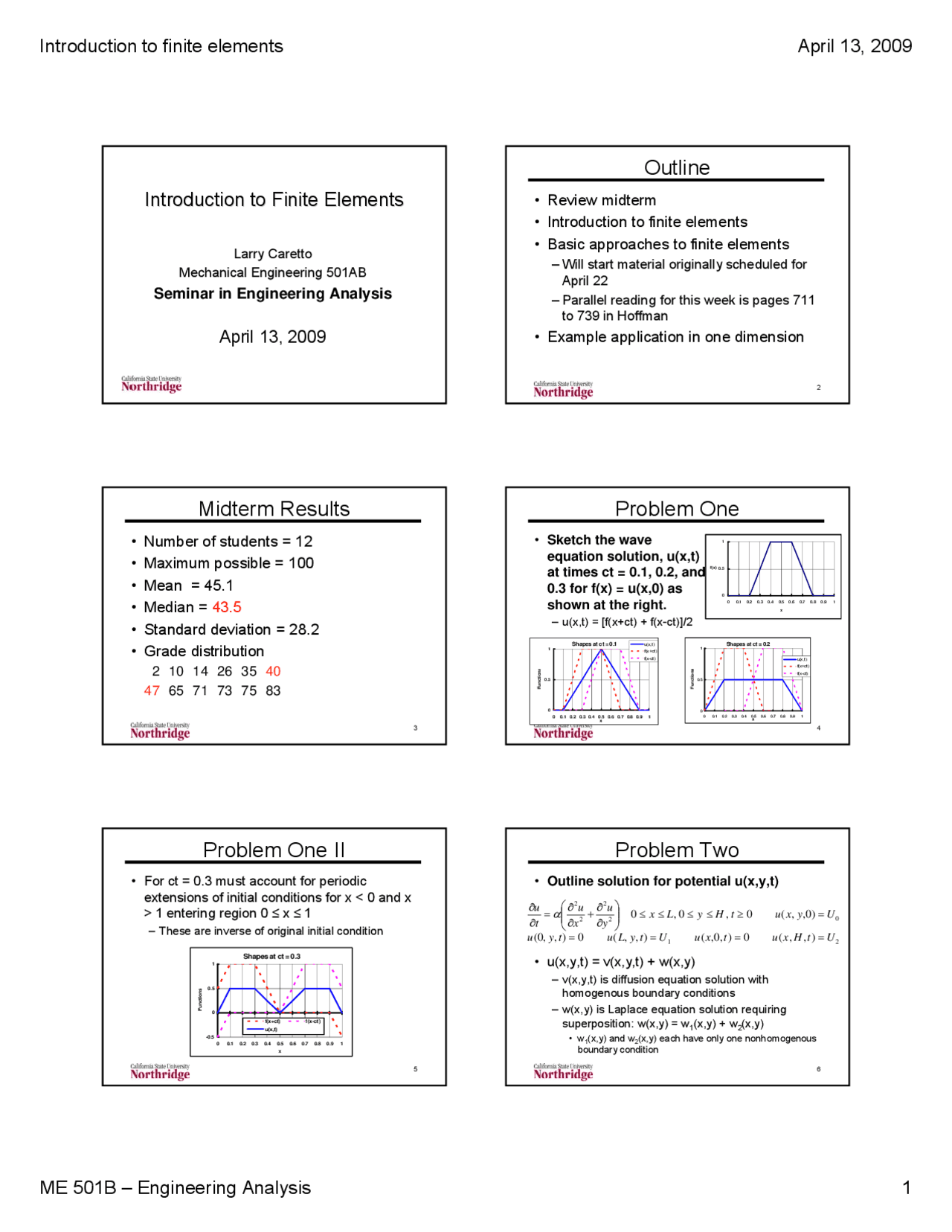 Introduction To Finite Elements Seminar In Engineering Analysis Lecture Slides Slides