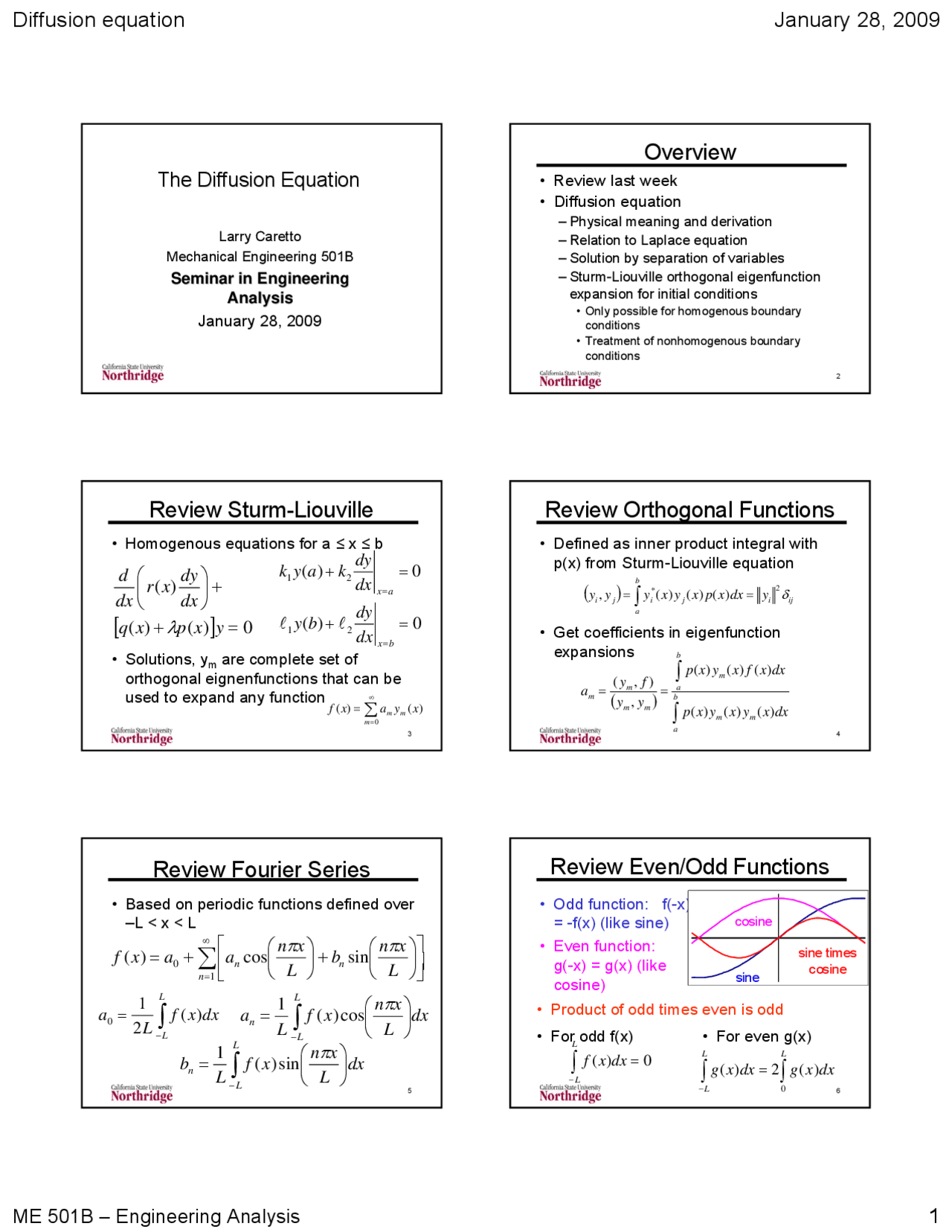 Diffusion Equation Seminar In Engineering Analysis Lecture Slides