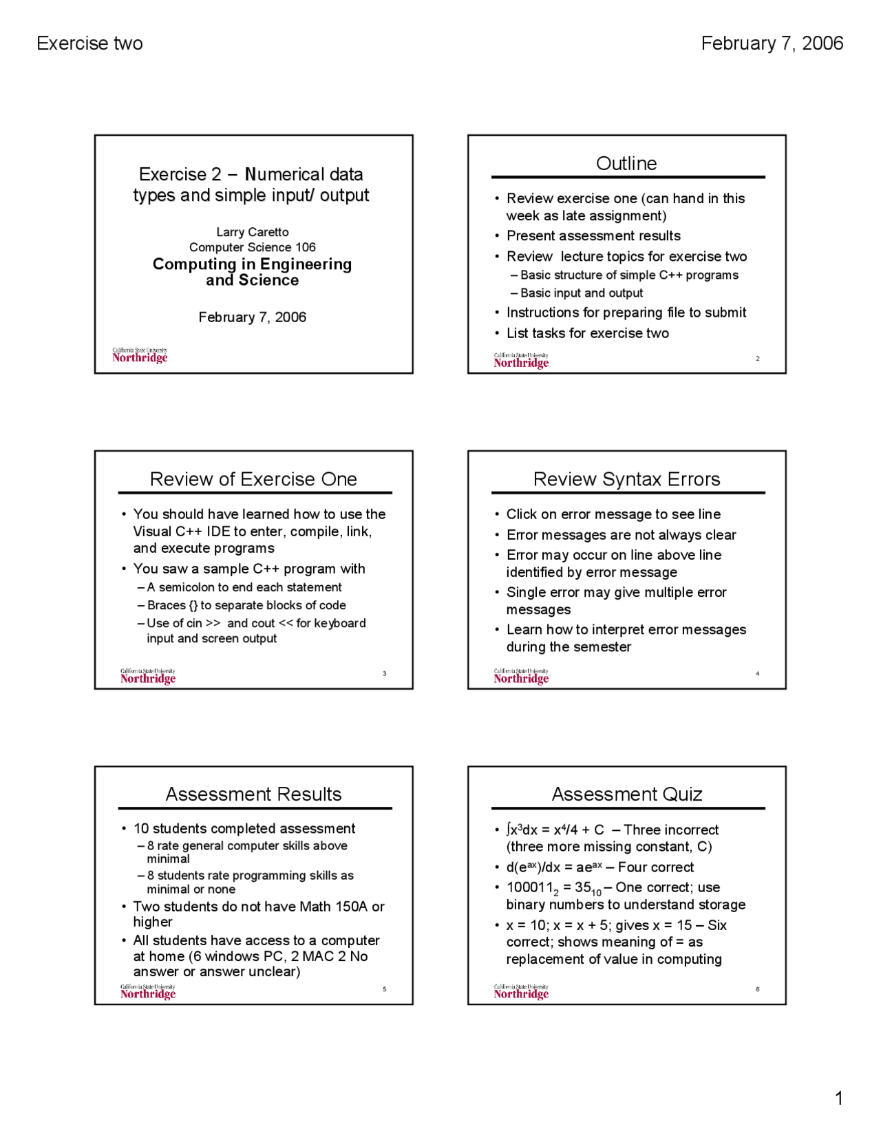 Numerical Data Types Computing In Engineering And Science Lab Slides Docsity