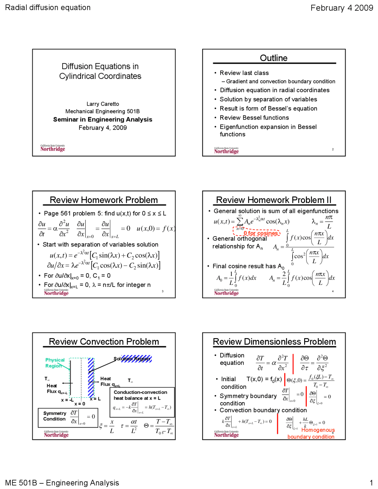 Radial Diffusion Equation Seminar In Engineering Analysis Lecture