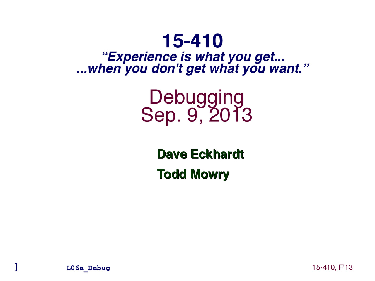 Debugging Operating System Design And Implementation Lecture Slides Docsity