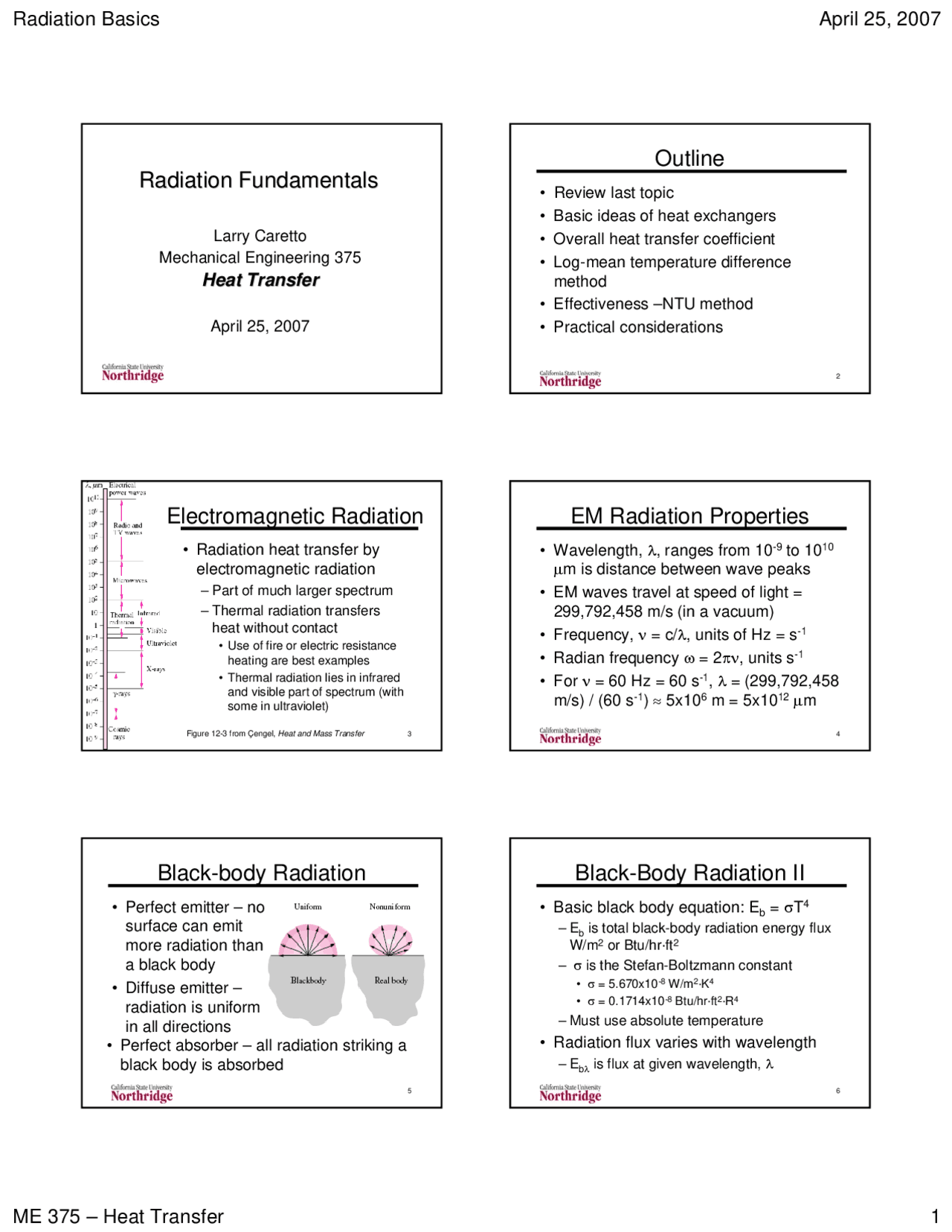 Radiation Basics - Heat Transfer - Lecture Slides - Docsity