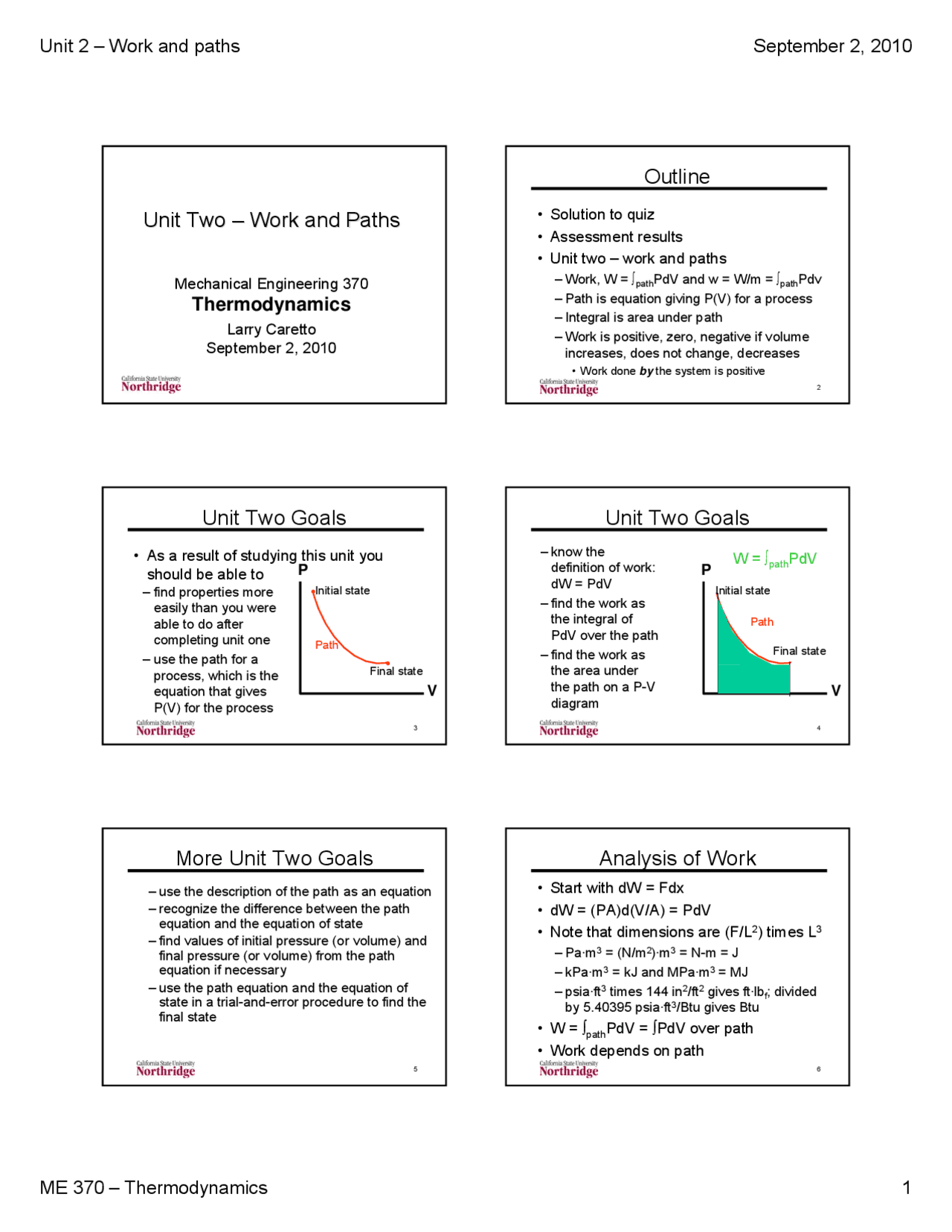 Work And Paths Thermodynamics Lecture Slides Slides