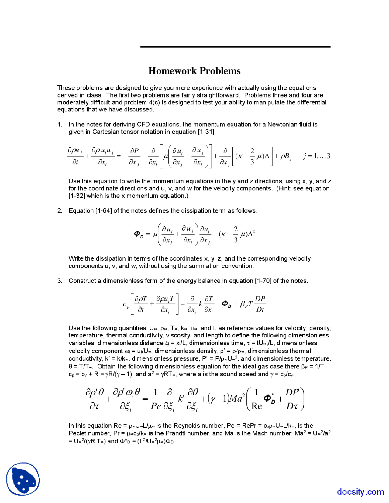 Differential Equation Computational Fluid Dynamics Solved Homework
