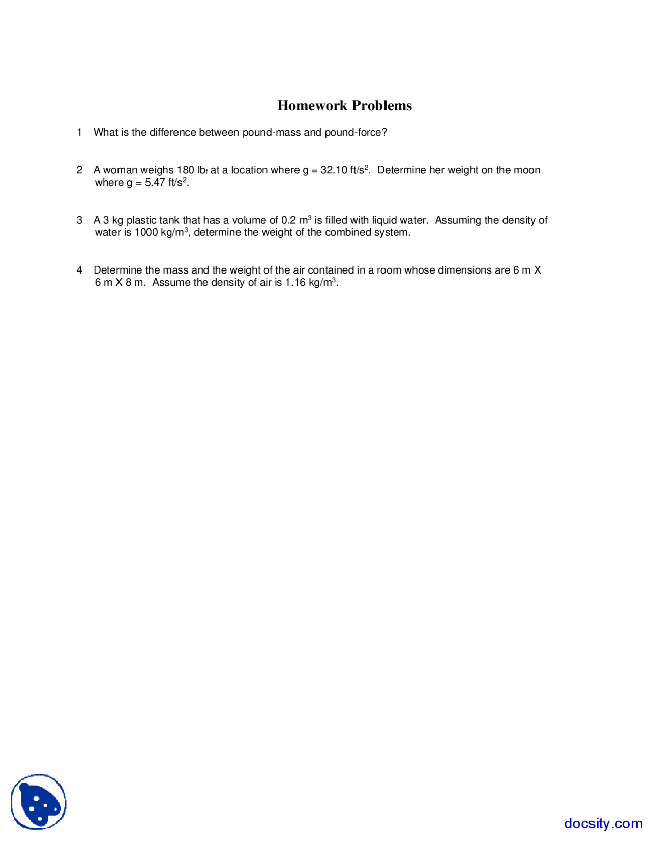 Pound Mass And Pound Force Thermodynamics Homework Docsity Pound Mass And Pound Force Thermodynamics Homework Docsity