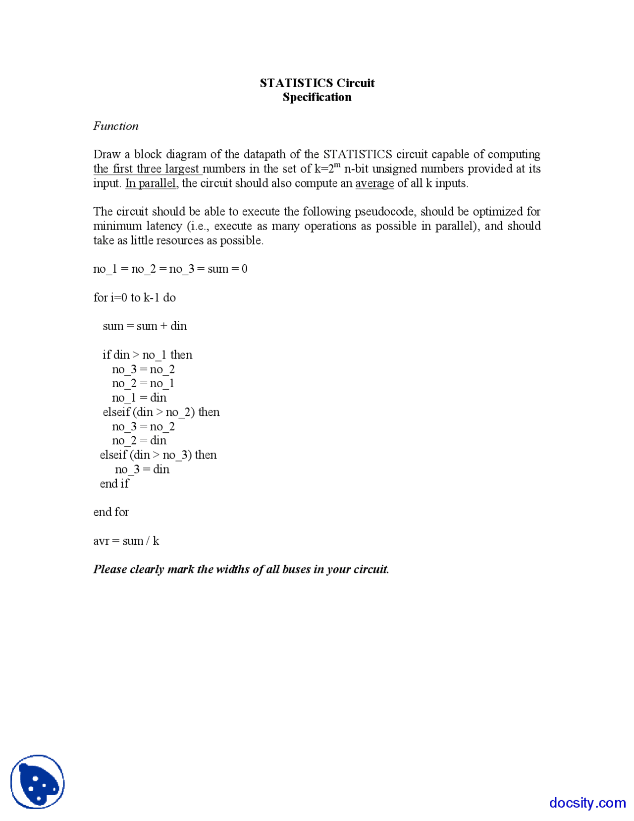 Statistics Digital System Design With Vhdl Excercise Docsity