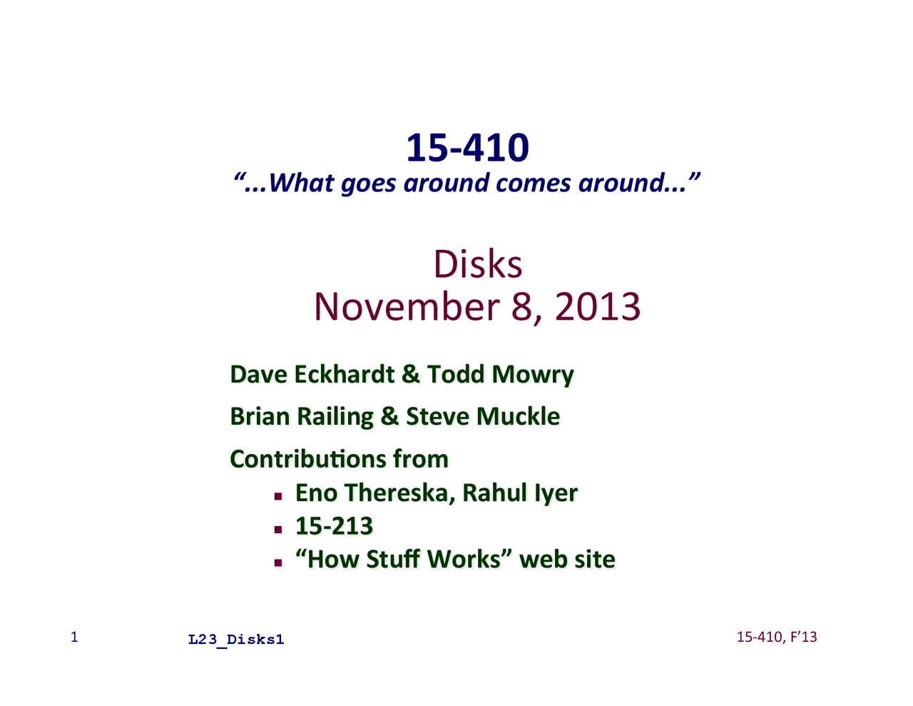 Disks Operating System Design And Implementation Lecture Slides