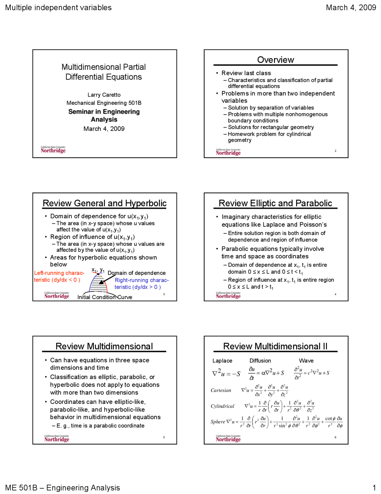 Multiple Independent Variables Seminar In Engineering Analysis
