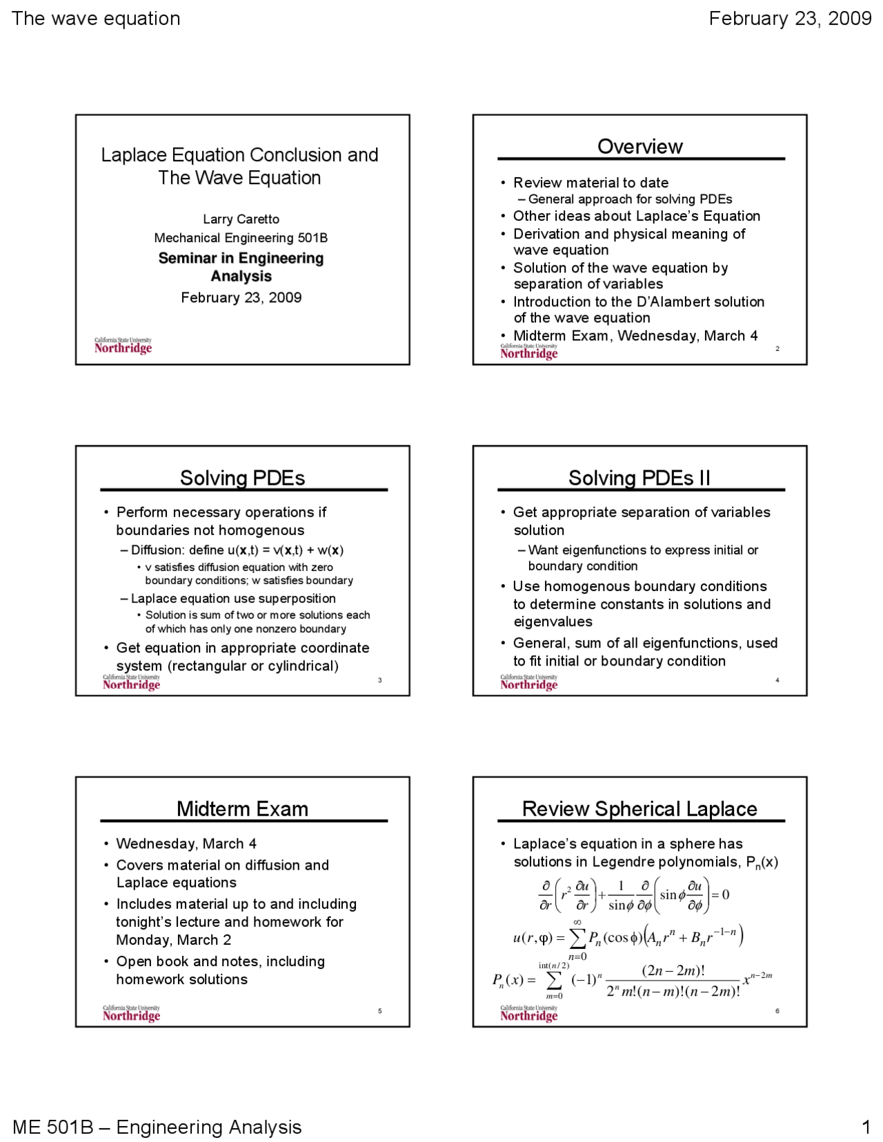 Wave Equation - Seminar in Engineering Analysis - Lecture Slides ...