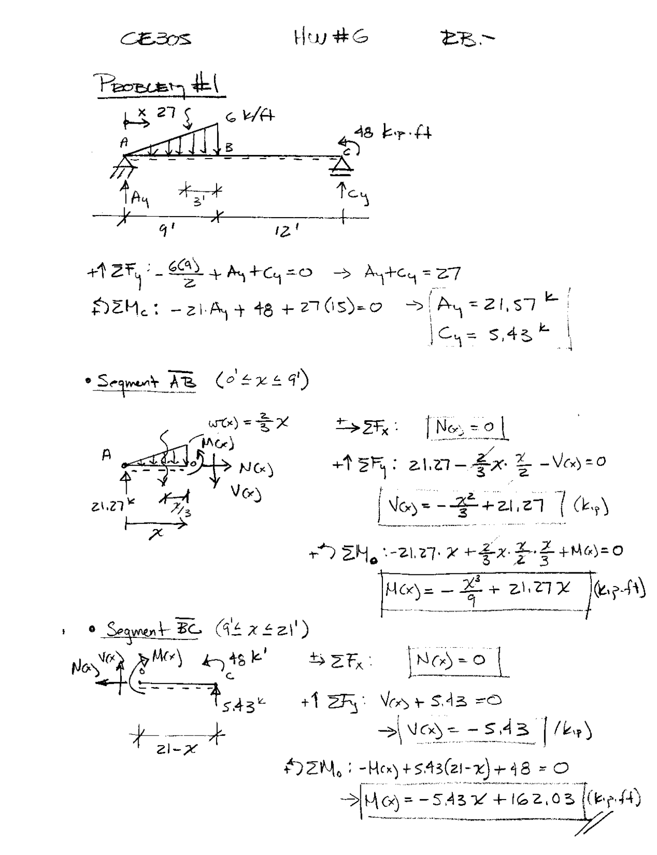 3 Solved Problems On Introduction To Structural Analysis Ce 305 Docsity