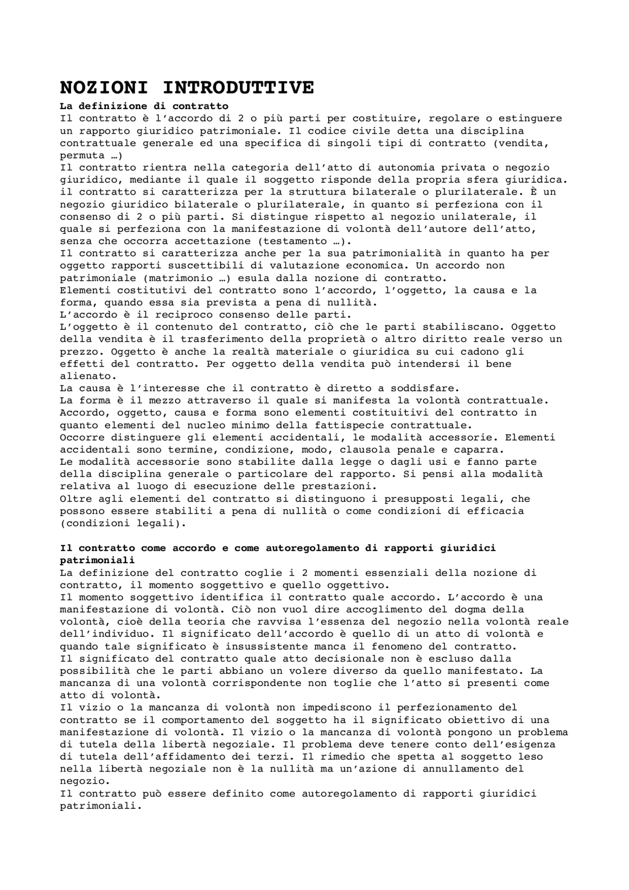 Il Contratto Bianca Esame Di Diritto Privato Ii Docsity