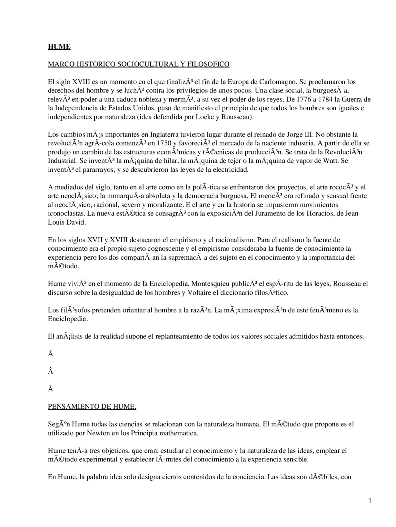 Apuntes Sobre Hume Apuntes De Filosofía Docsity