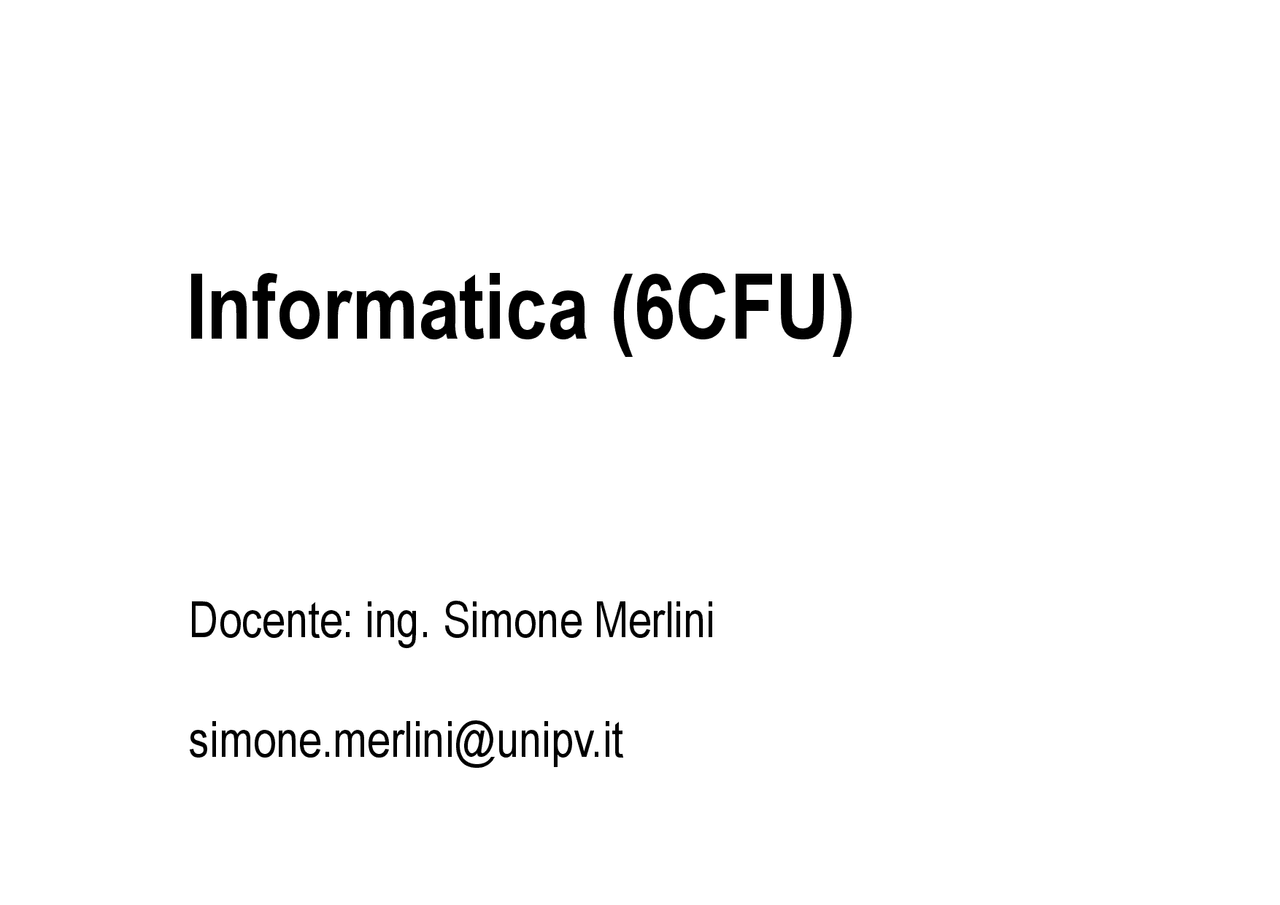 Informatica Introduzione Docsity