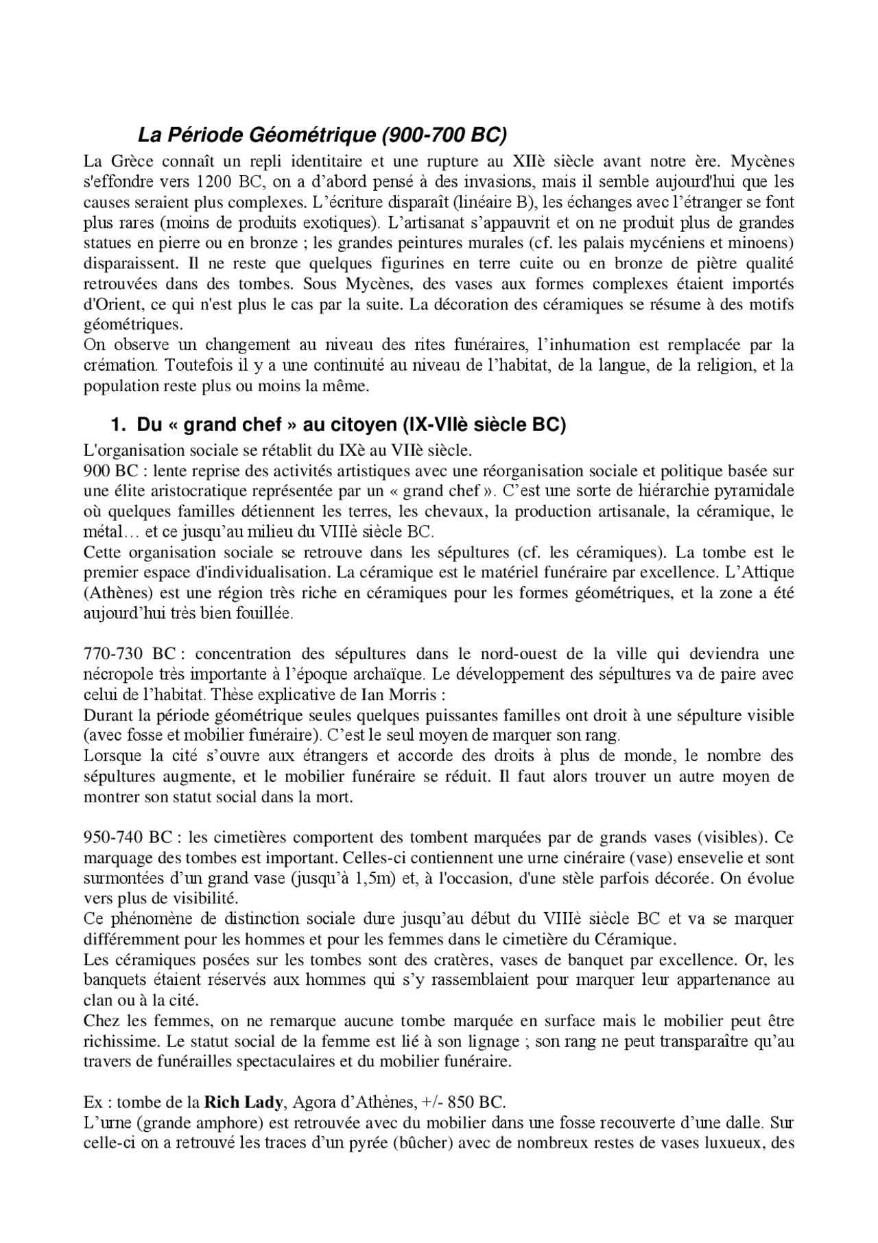 Notes Sur La Période Géométrique Docsity