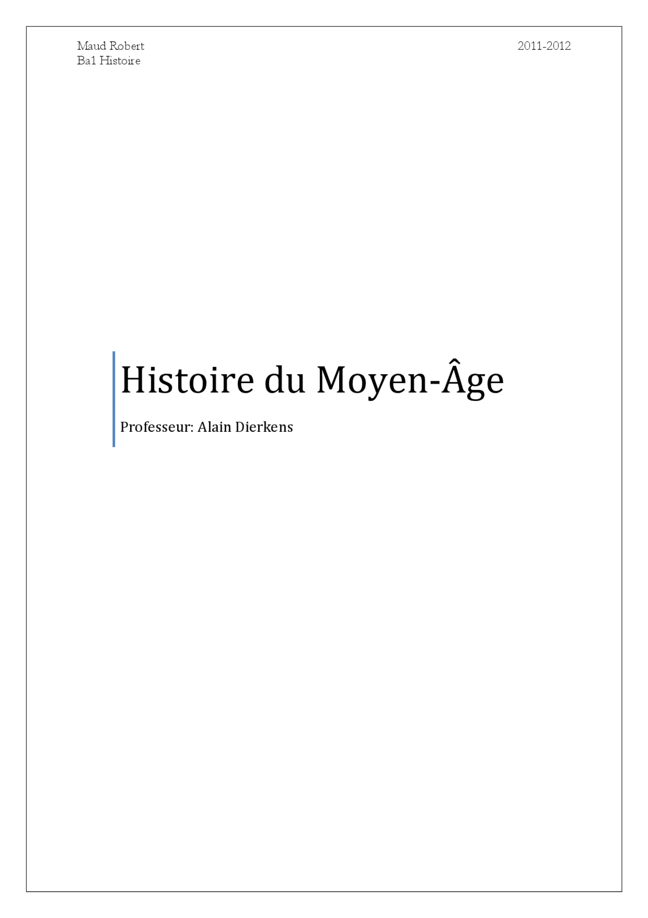 Notes Sur Lhistoire Du Moyen Age 1° Partie Docsity