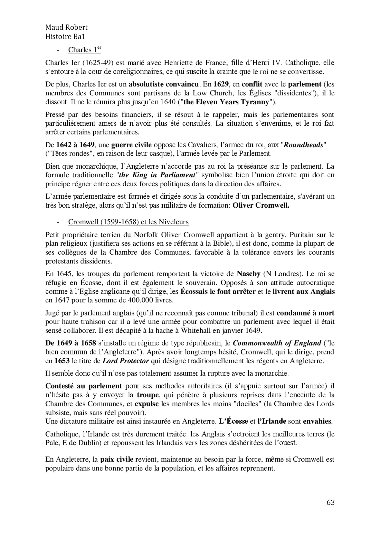 Notes Sur Lhistoire Des Temps Modernes 3° Partie Docsity