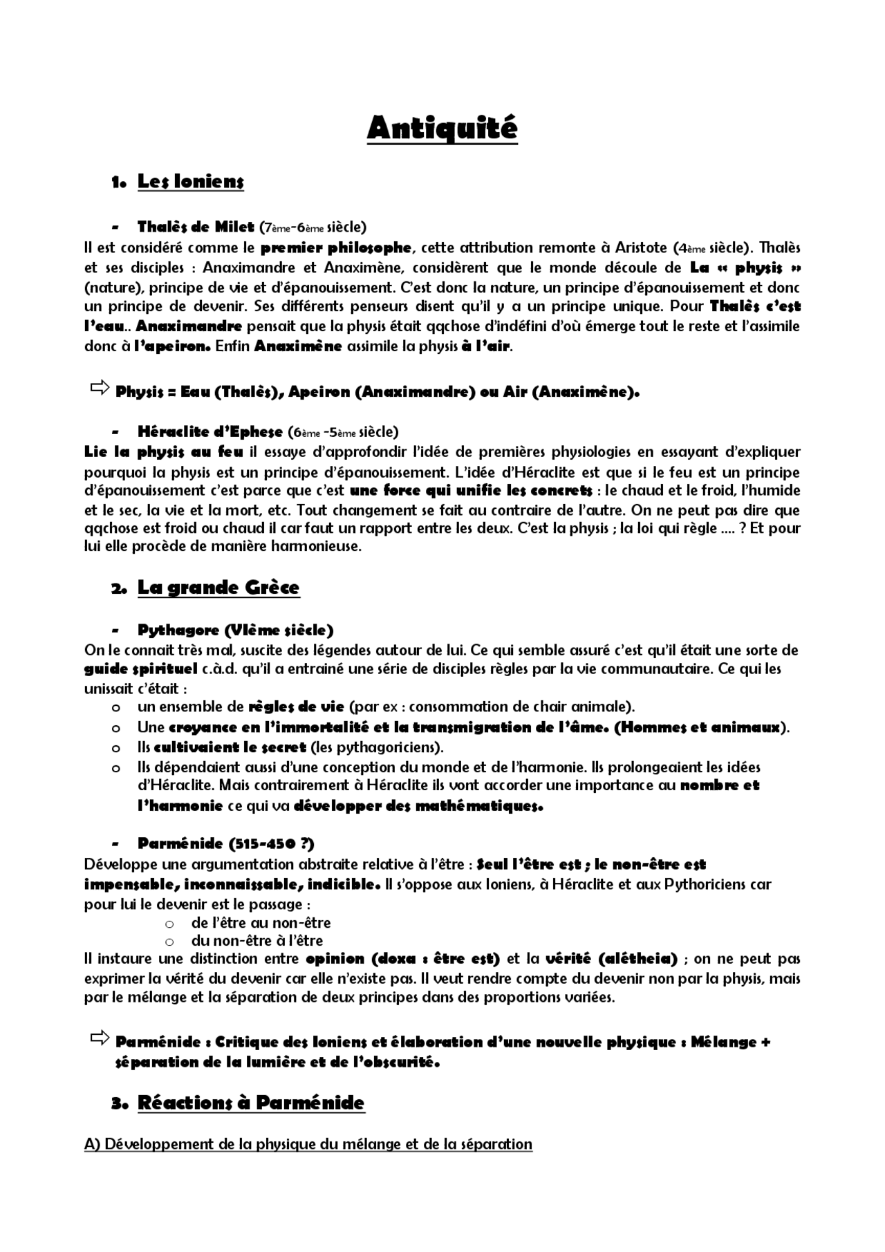 Notes Sur Le Thème De Lantiquité Docsity
