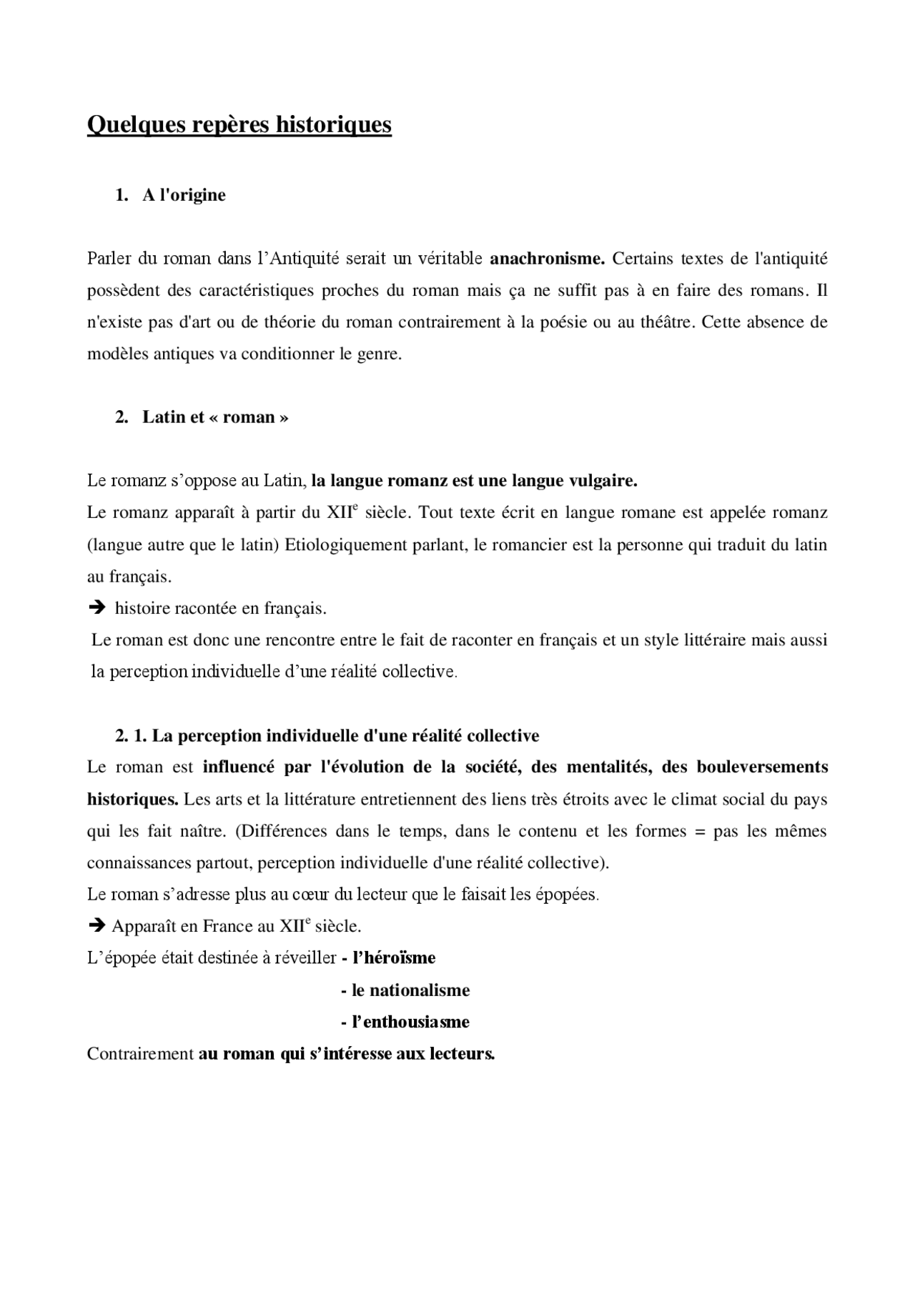 Notes Sur Quelques Repères Historiques Docsity