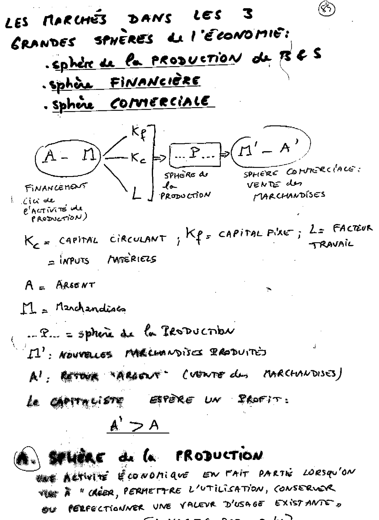 Notes sur les sciences économiques et sociales - 3° partie - Docsity